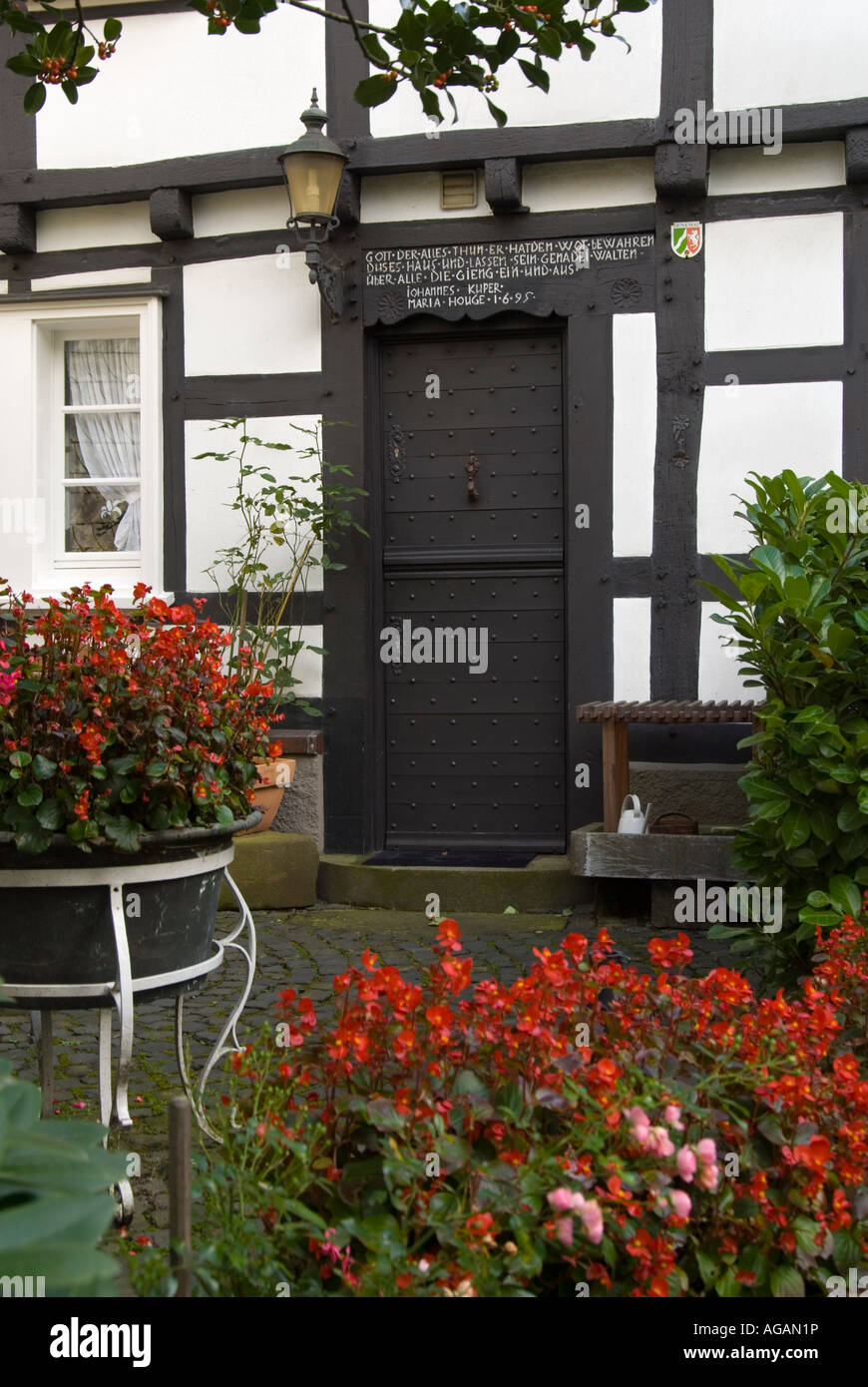 Typical entrance of a half timbered german countryside house Stock ...