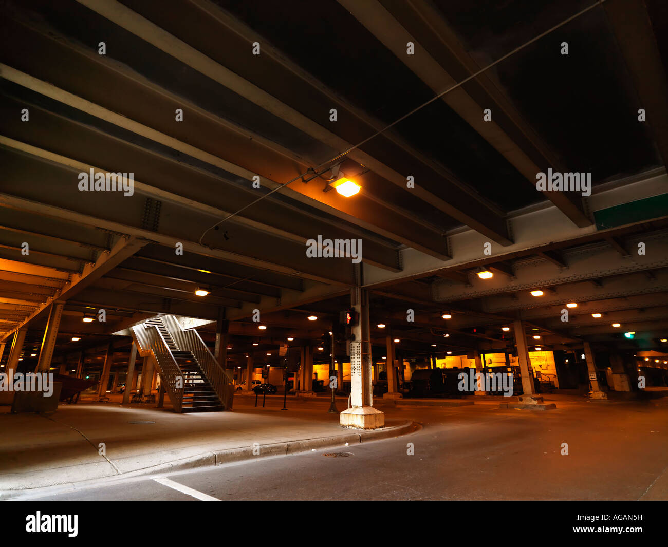 Urban parking under building in Chicago Illinois Stock Photo - Alamy