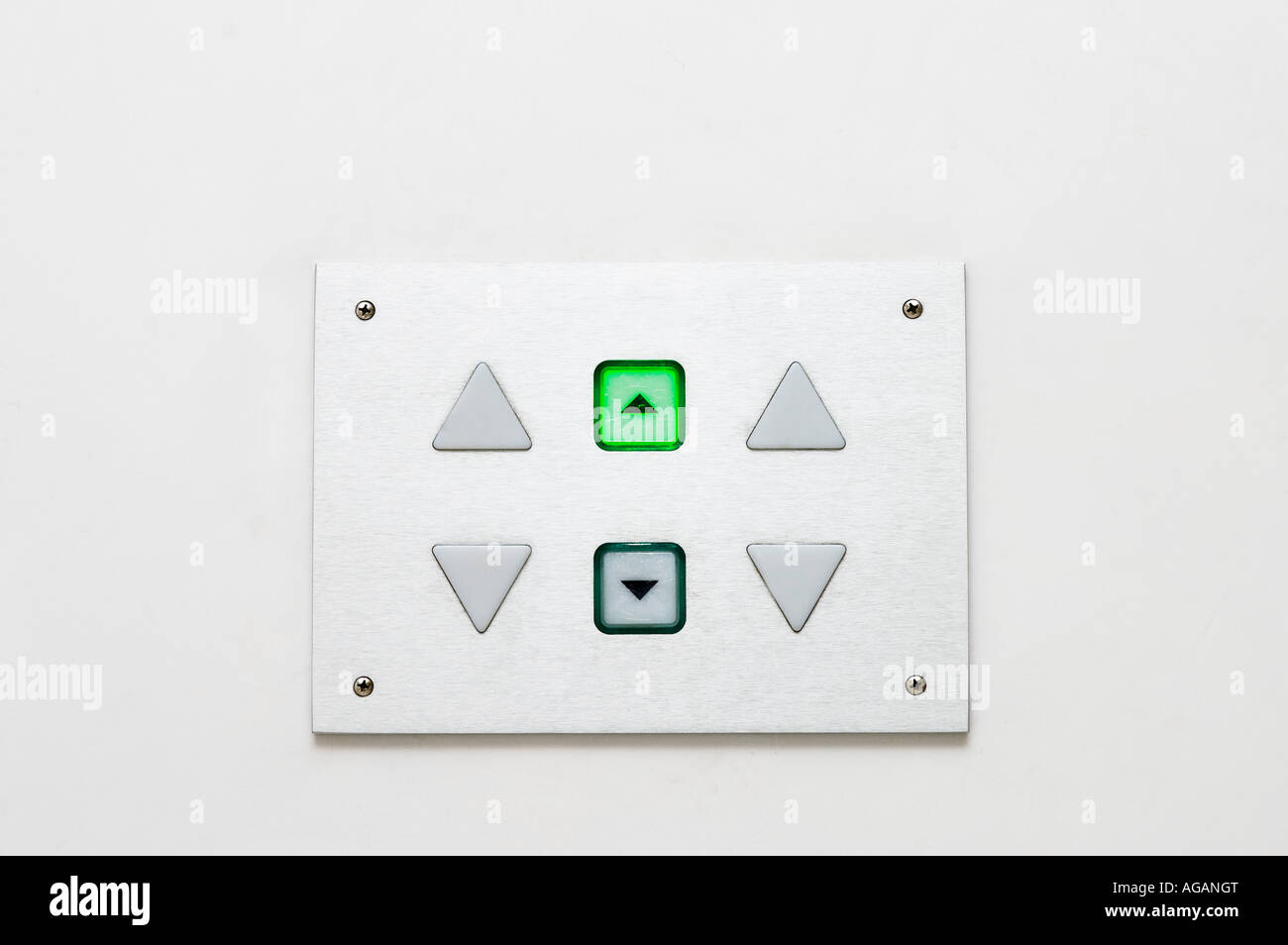 lift control panel with green control light Stock Photo - Alamy