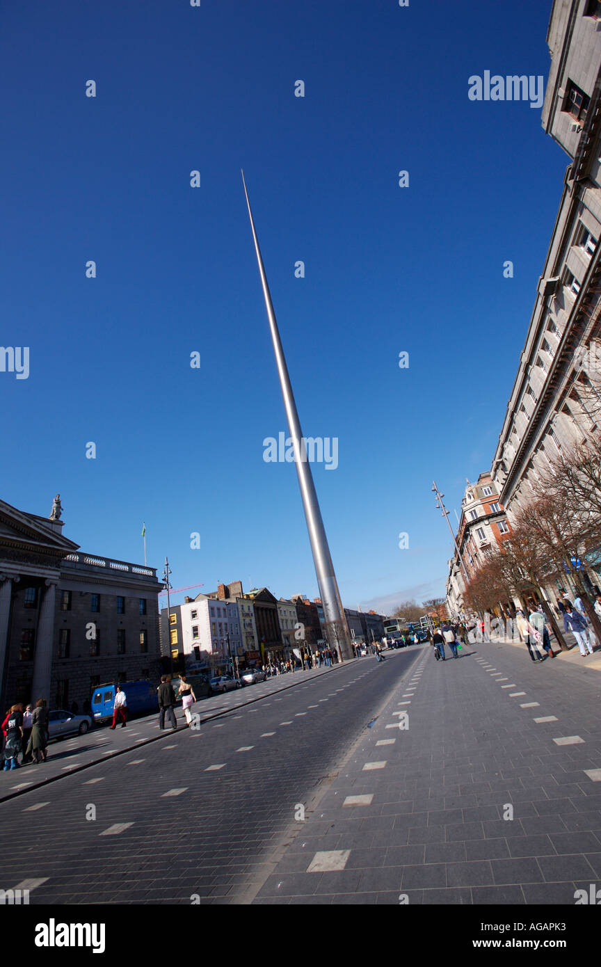 The Spire rise above Dublin skyline and O'Connell Street Stock Photo ...