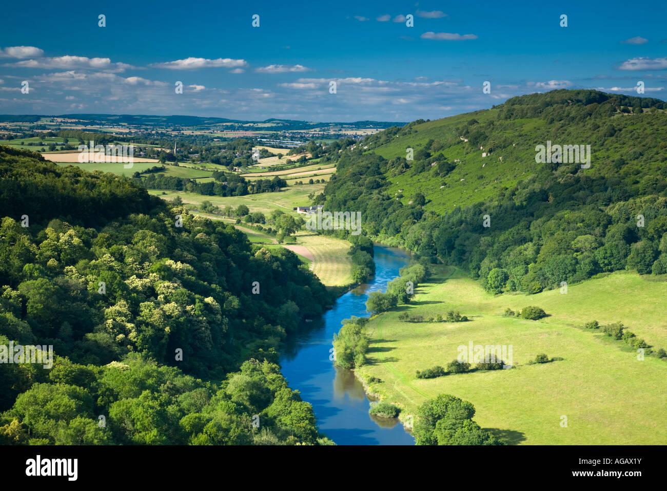 View from Symonds Yat Rock across the River Wye and Wye Valley Stock ...