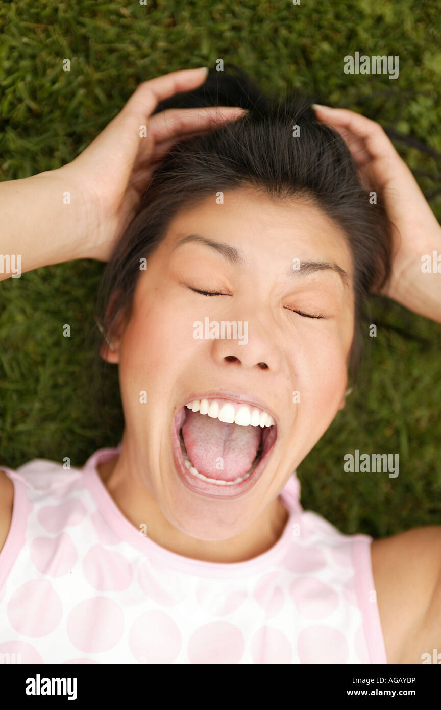 CU, Young Woman Screaming Stock Photo - Alamy