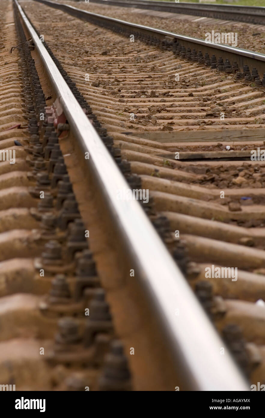 suburban railway rail close up Stock Photo - Alamy