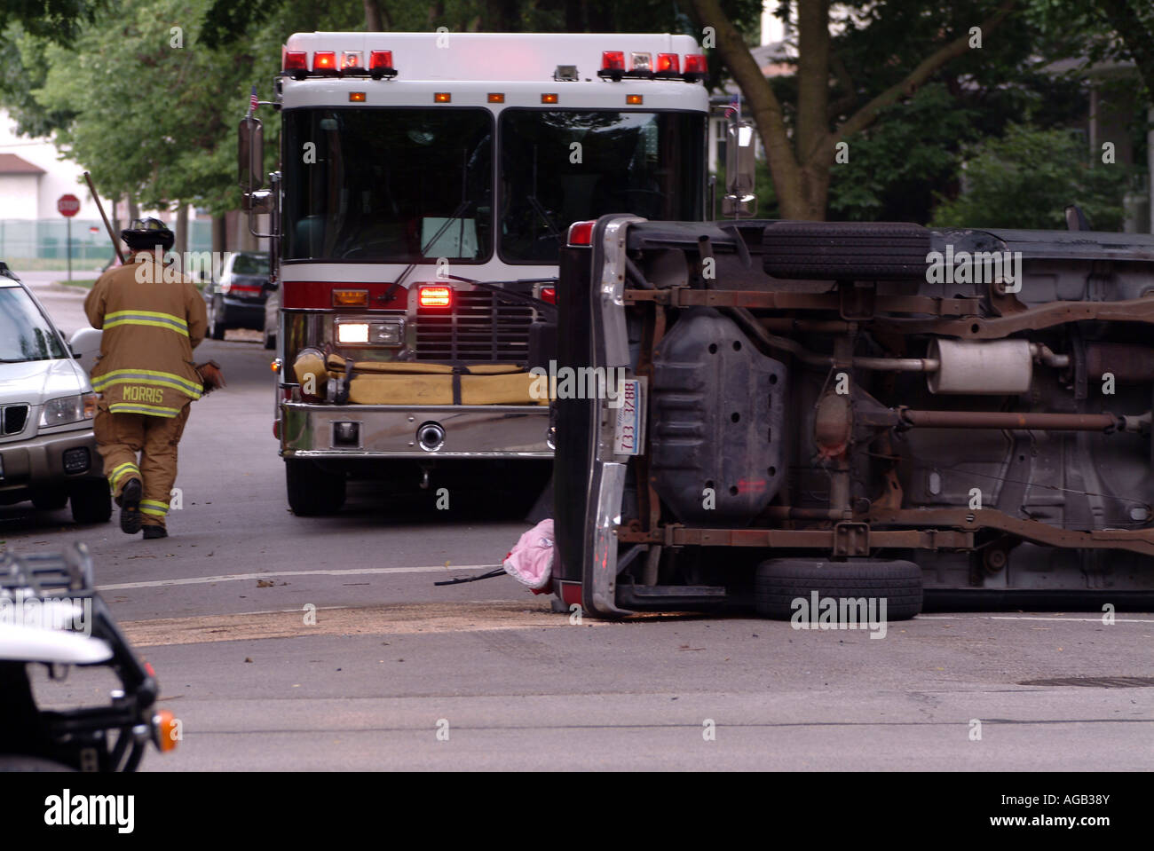 Overturned fire engine hi-res stock photography and images - Alamy