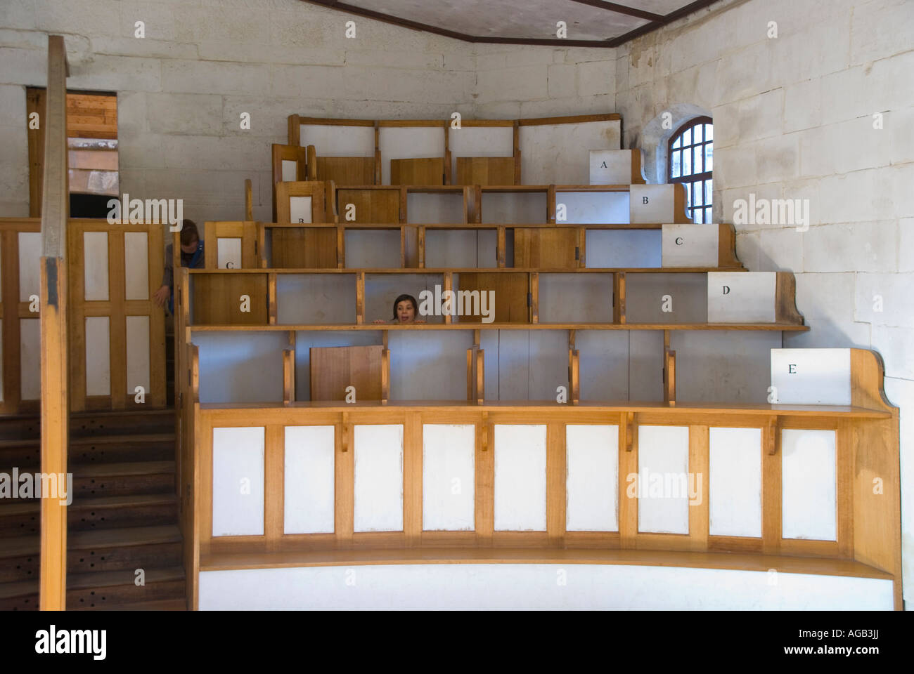 Segregated convict seating in the prison chapel, at the Port Arthur ...