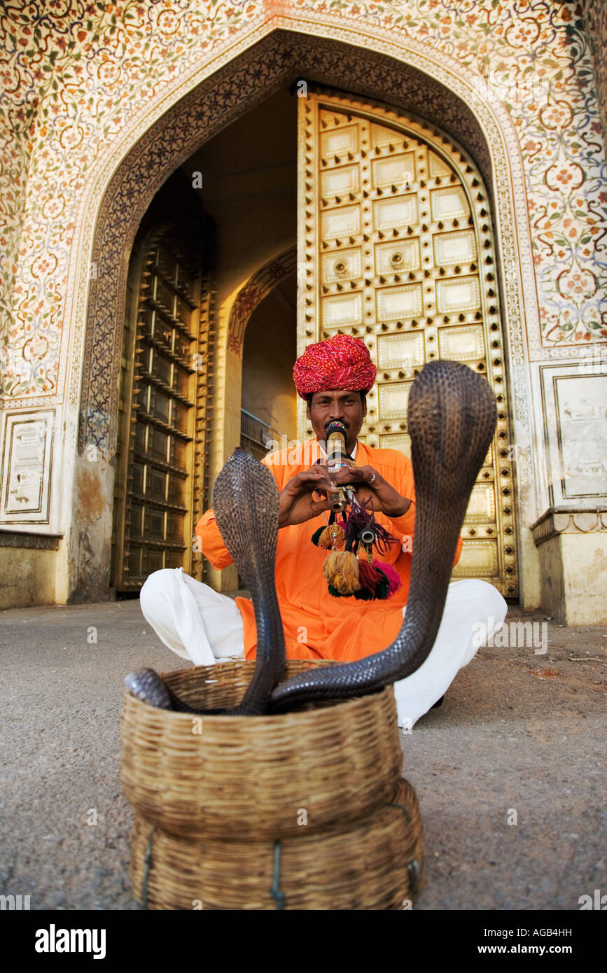 Snake charmer in front of the City Palace Complex in Jaipur Two ...