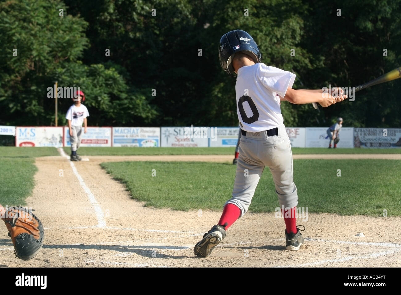 Little League Baseball, boy at bat Stock Photo - Alamy