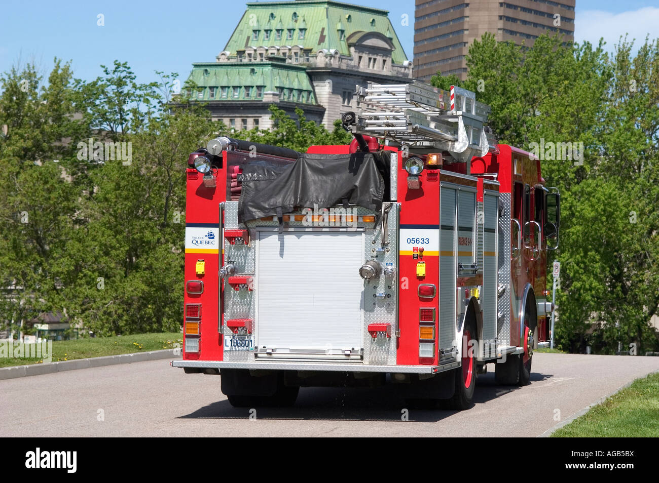 Fire engine truck in Quebec city Stock Photo - Alamy
