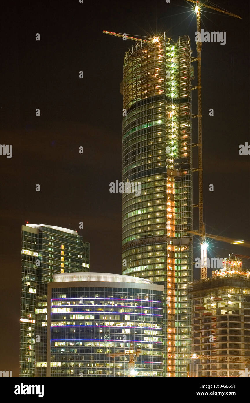 series object on white night Moscow sky scraper Stock Photo - Alamy