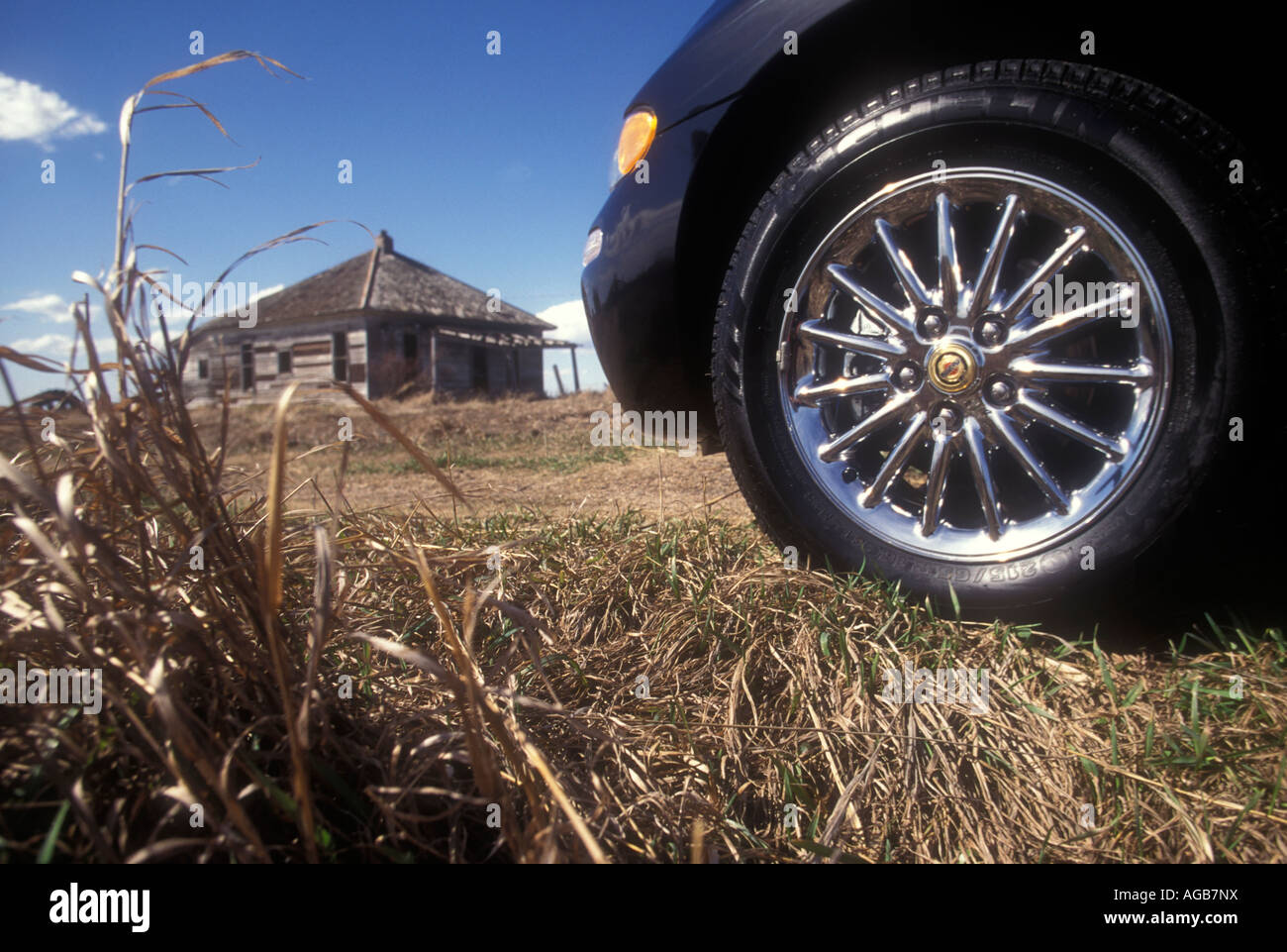 Car wheel parked at Nabraska farm Stock Photo - Alamy