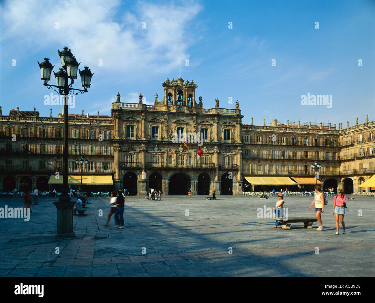 Salamanca Plaza Mayor with tourists Built in the 18th century it is one ...