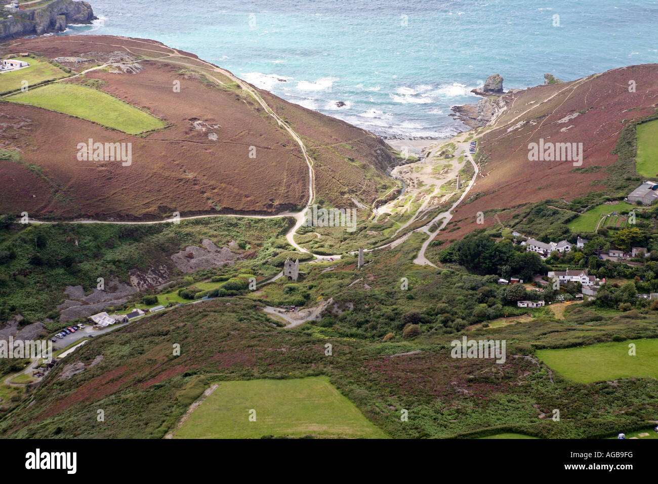 Aerial of Trevellas Porth, St Agnes, Cornwall, UK Stock Photo - Alamy