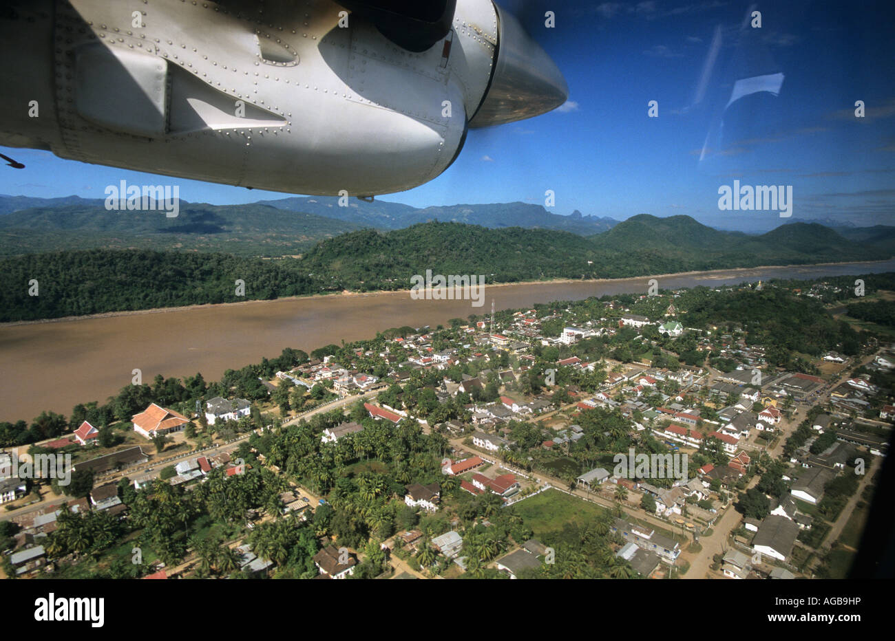 Laos, Luang Prabang, Plane over cityscape Aerial view Stock Photo - Alamy