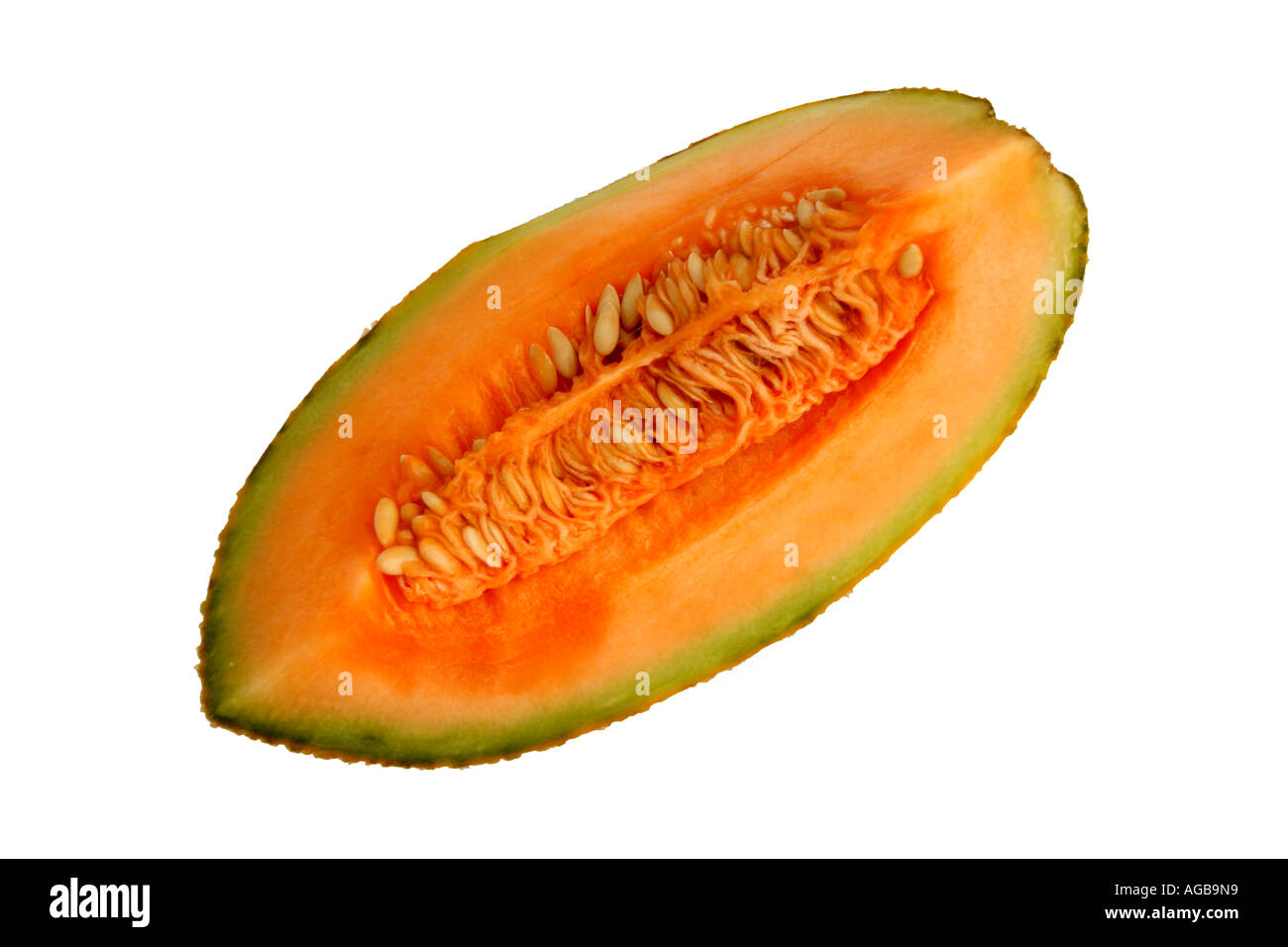 THIN SLICE OF ROCKMELON WHITE BACKGROUND HORIZONTAL BAPDB8293 Stock ...