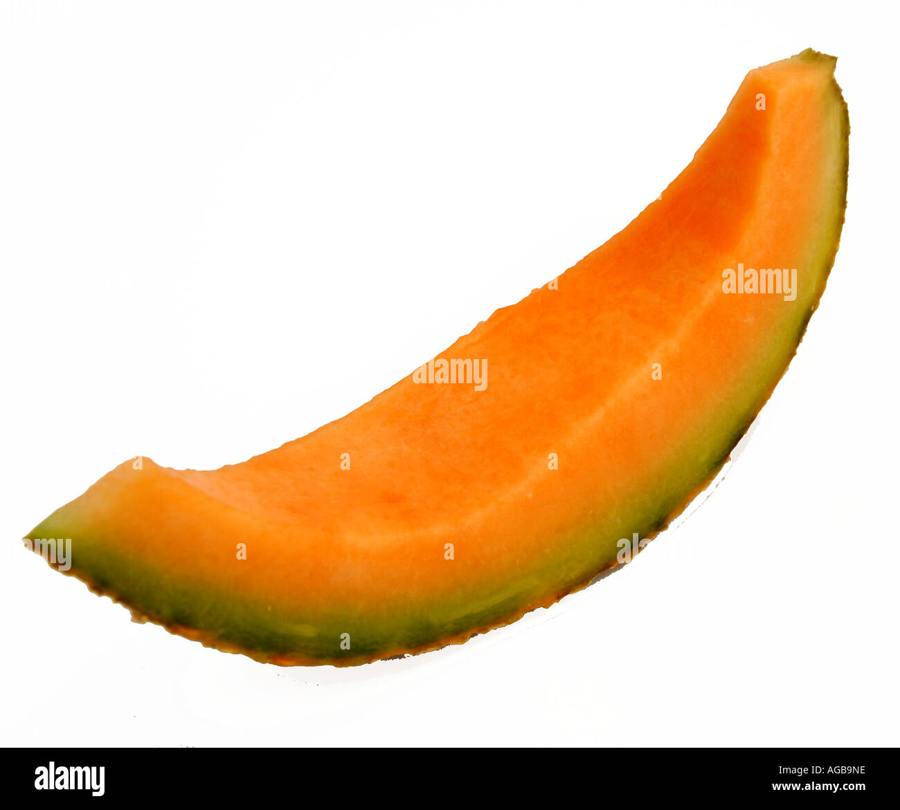 THIN SLICE OF ROCKMELON WHITE BACKGROUND HORIZONTAL BAPDB8296 Stock ...