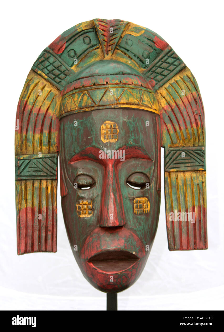 CARVED WOODEN TRIBAL MASK WHITE BACKGROUND VERTICAL BAPDB8157 Stock ...