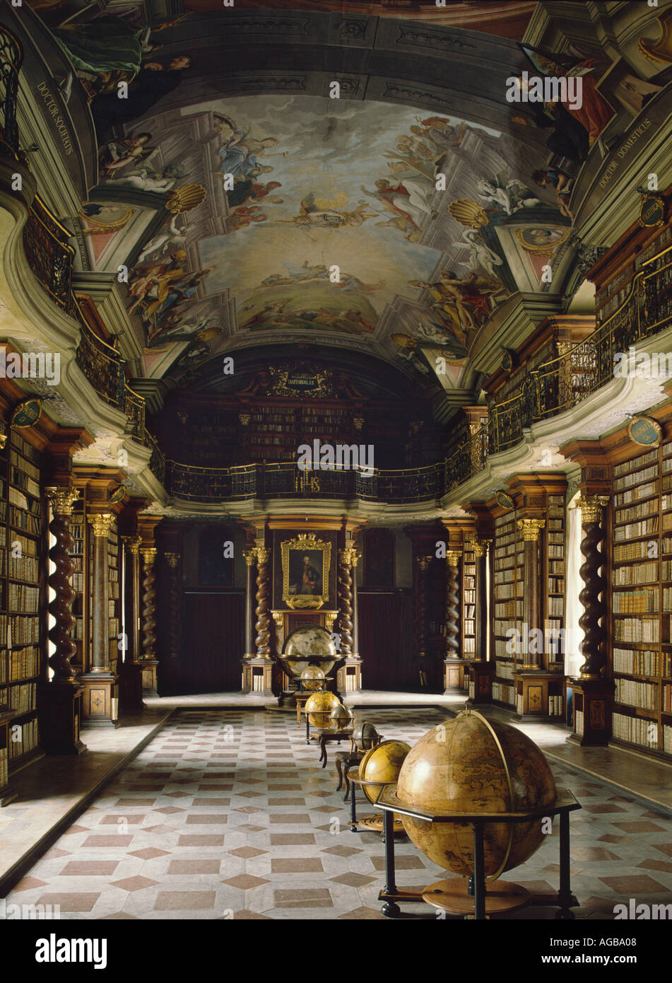 Prague The Clementinum interior of the Rococo Universityy Library of ...