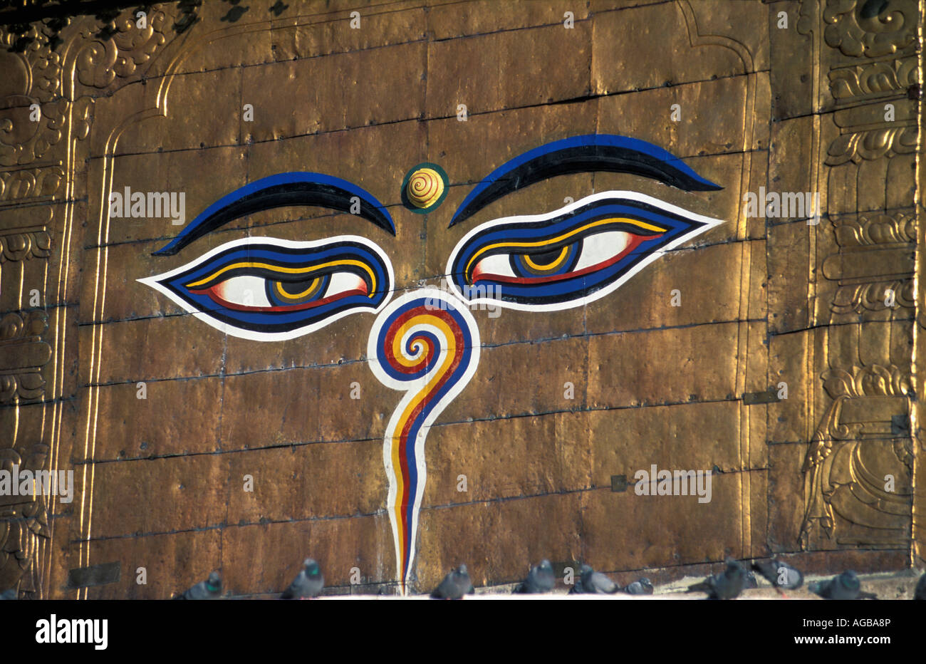 Nepal, Kathmandu, Buddha's eyes at Swayambhunath temple Stock Photo - Alamy