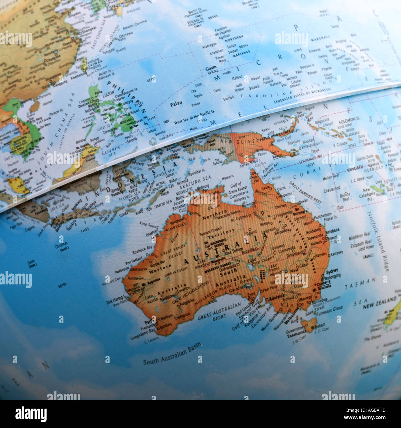 WORLD GLOBE SHOWING AUSTRALIA SQUARE FORMAT BAPDB8197 Stock Photo - Alamy