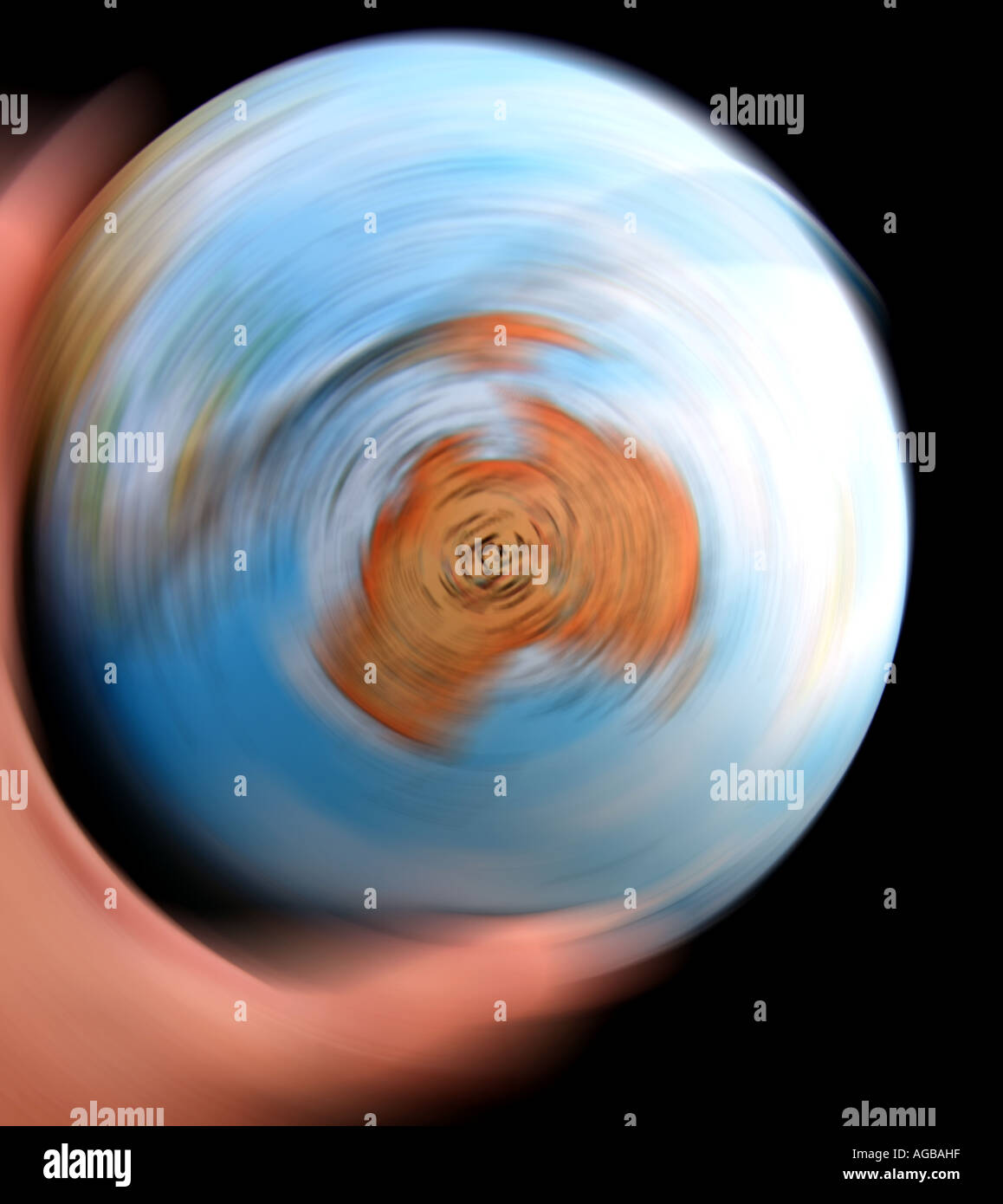 GLOBE OF THE WORLD SPINNING IN A HAND BAPDB8198 SQUARE FORMAT Stock ...