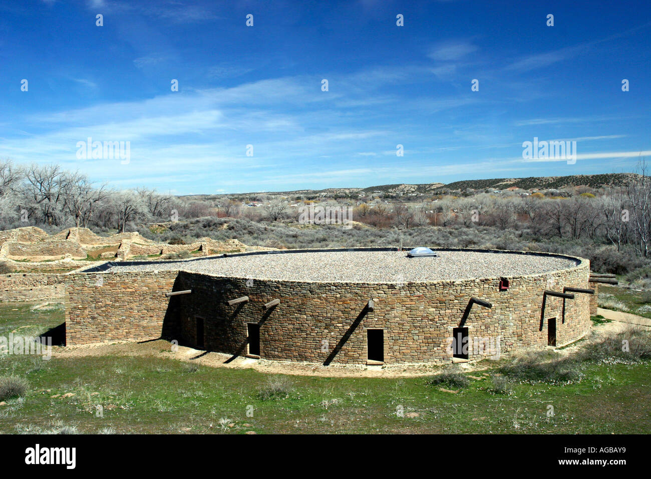 The Great Kiva, a reconstruction, Aztec Ruins National Monument, New ...