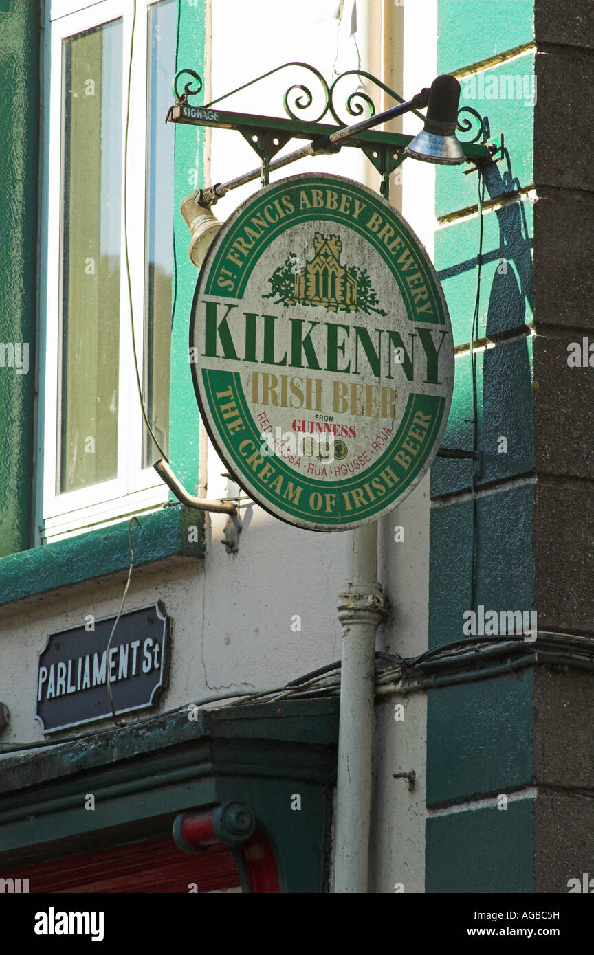 A Kilkenny beer sign outside a public bar in Kilkenny, Ireland Stock ...