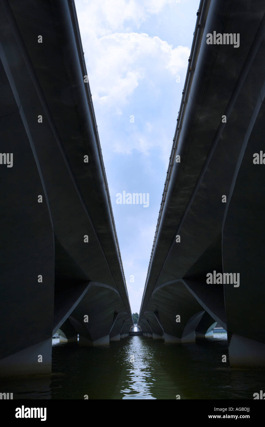 Elevated highway across river, low angle view, Singapore Stock Photo ...