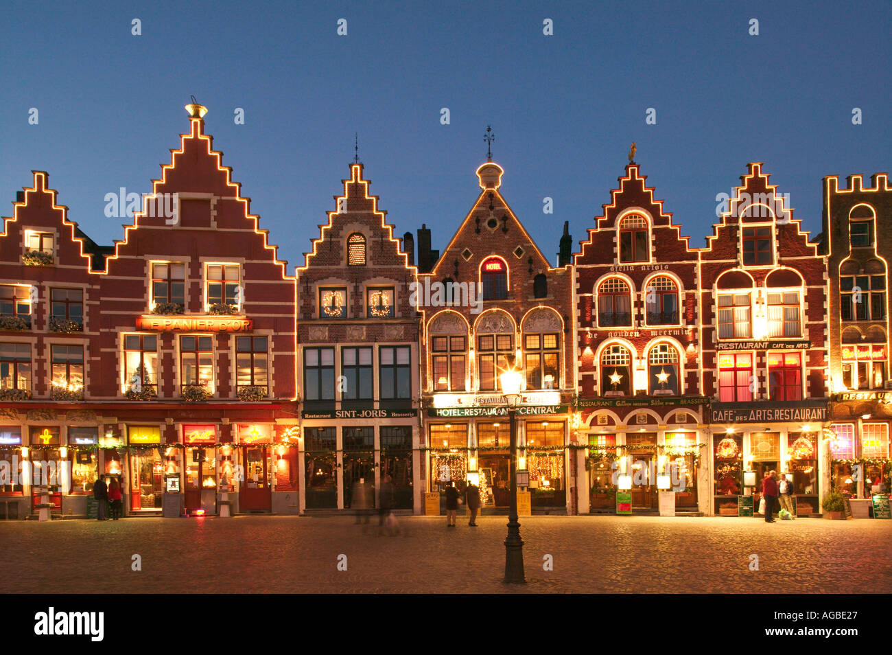 Belgium Flanders Bruges Brugge Cafe and Restaurants with Christmas ...