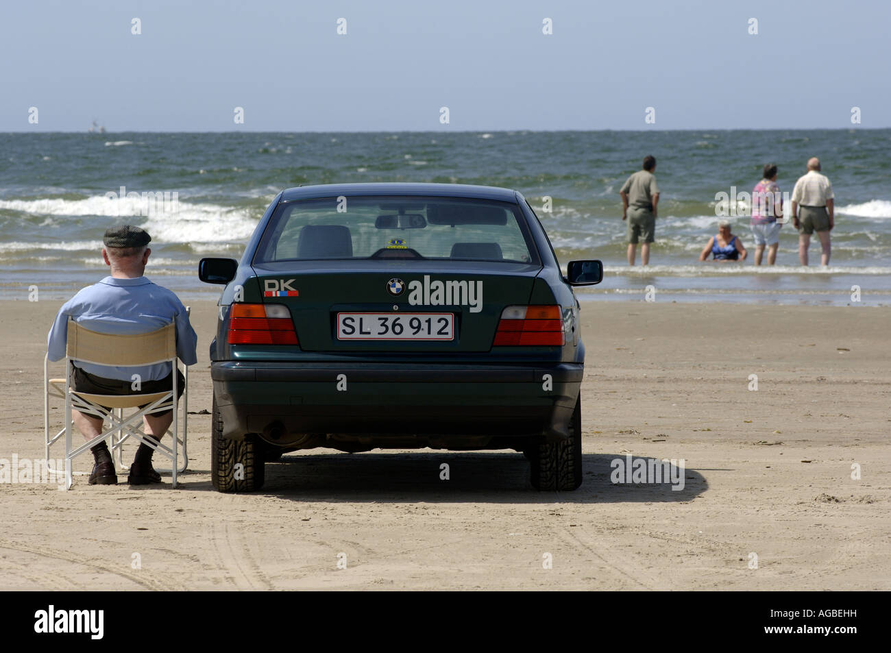 Denmark Romo driving your car onto the beach for a sunbath Stock Photo ...
