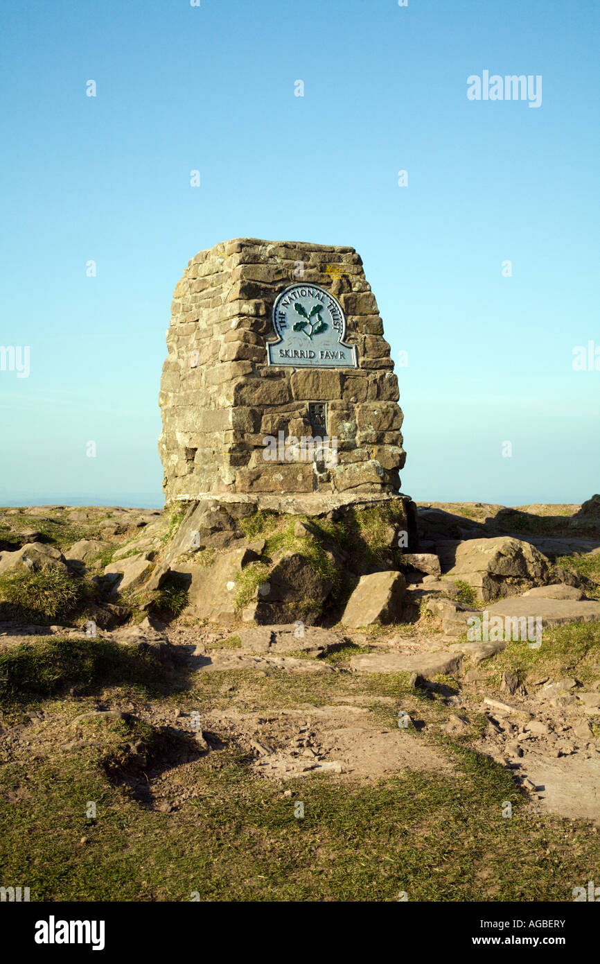 Trig point at the summit of Skirrid Fawr in The Black Mountains Brecon ...