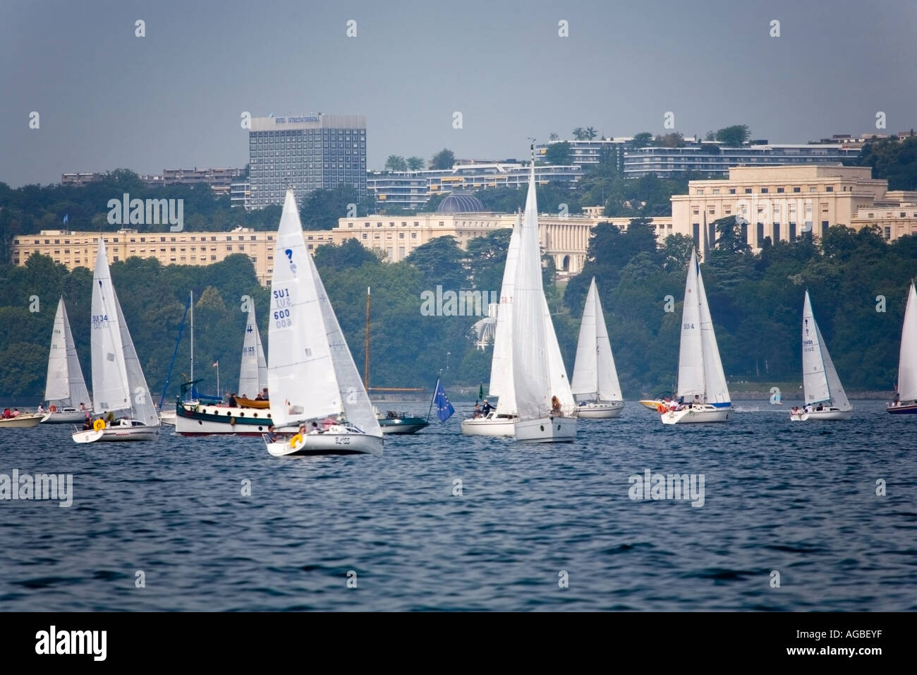 A very large boat race on the geneva lake Is the biggest european race ...