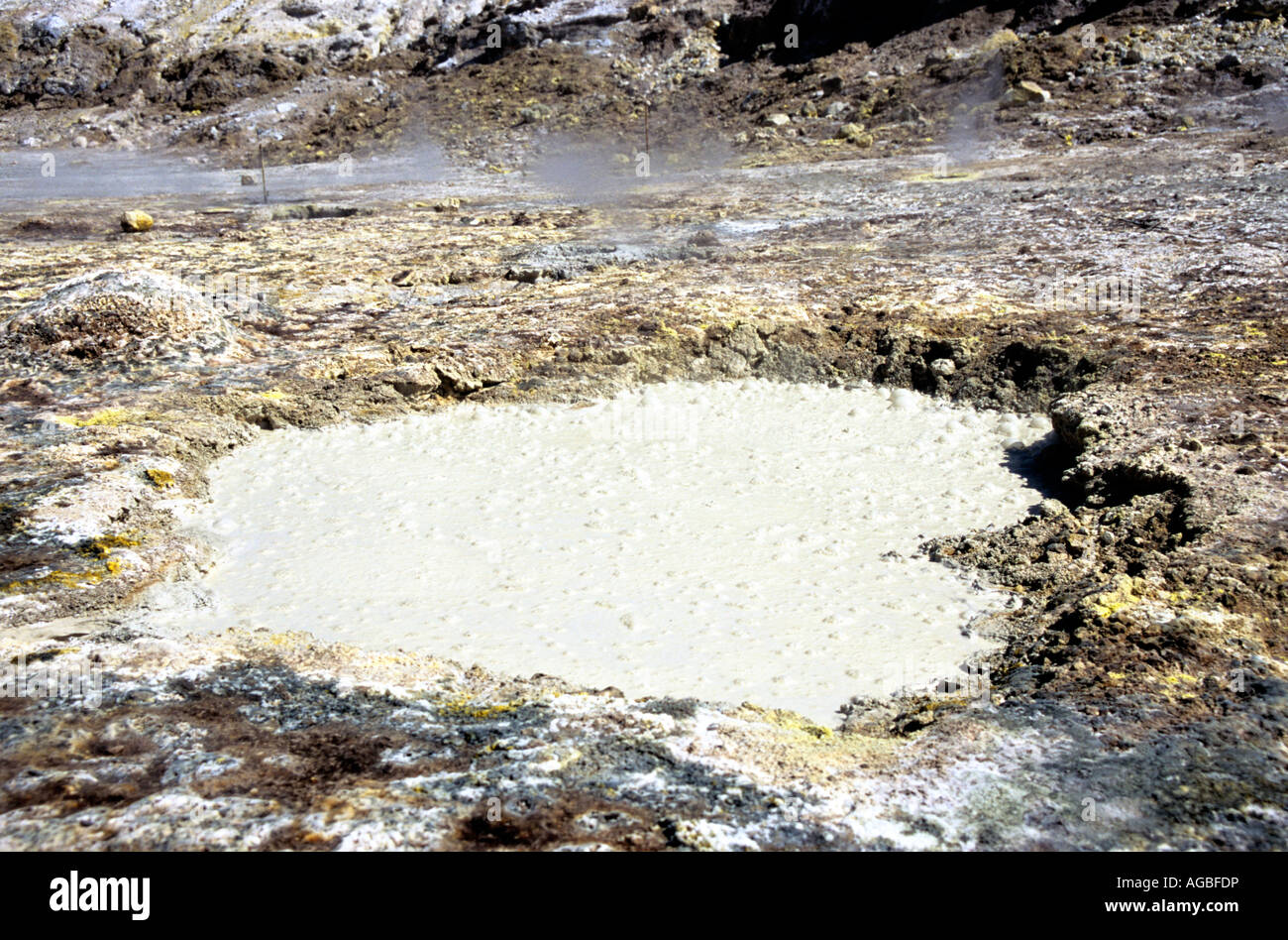 boiling mud volcano on Nisyros in the Aegean sea greece Stock Photo - Alamy