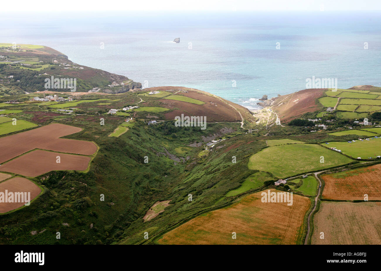 Aerial of Trevellas Porth, St Agnes, Cornwall, UK Stock Photo - Alamy