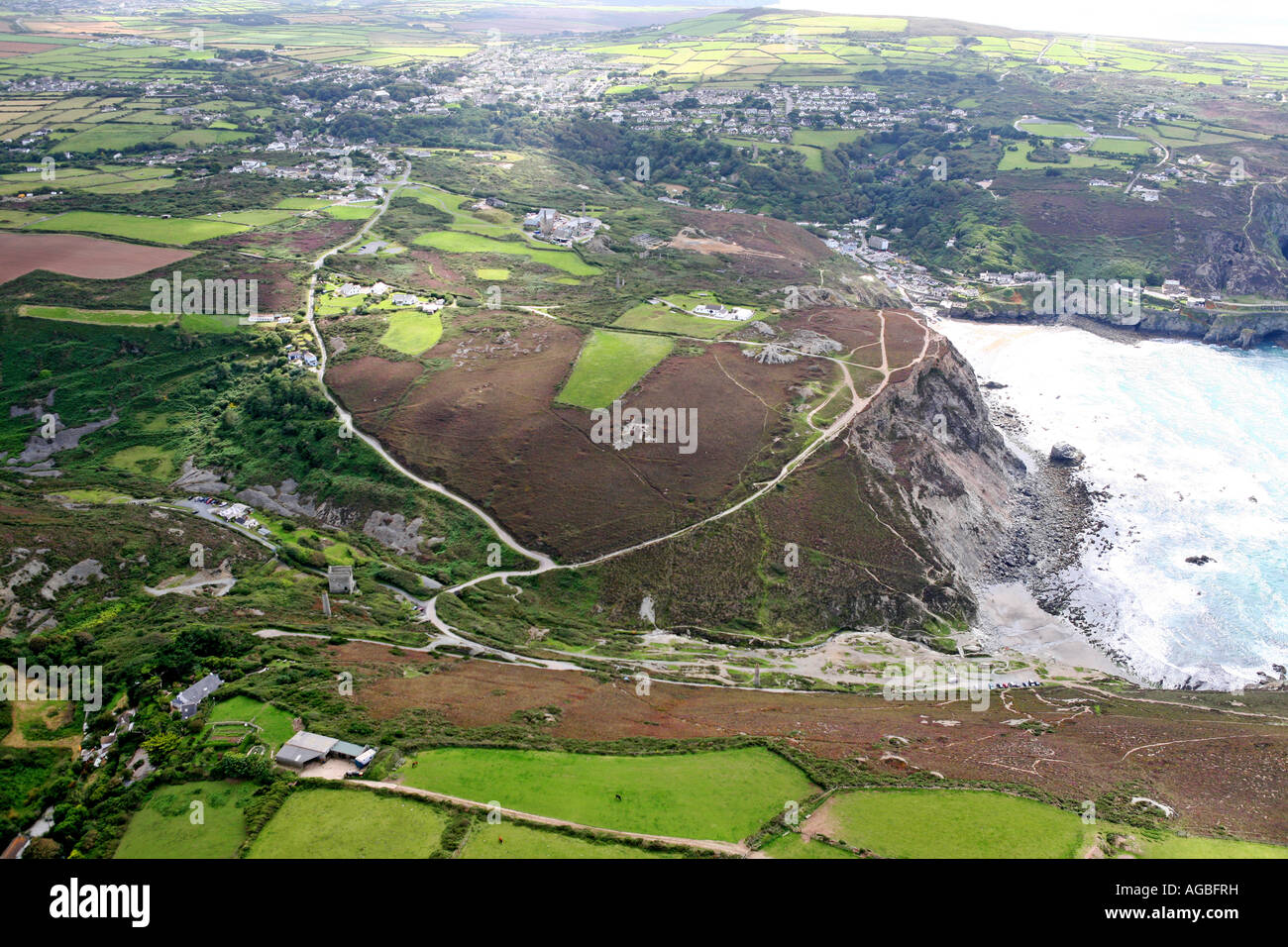 Aerial of Trevellas Porth and Wheal Kitty, St Agnes, Cornwall, UK Stock ...