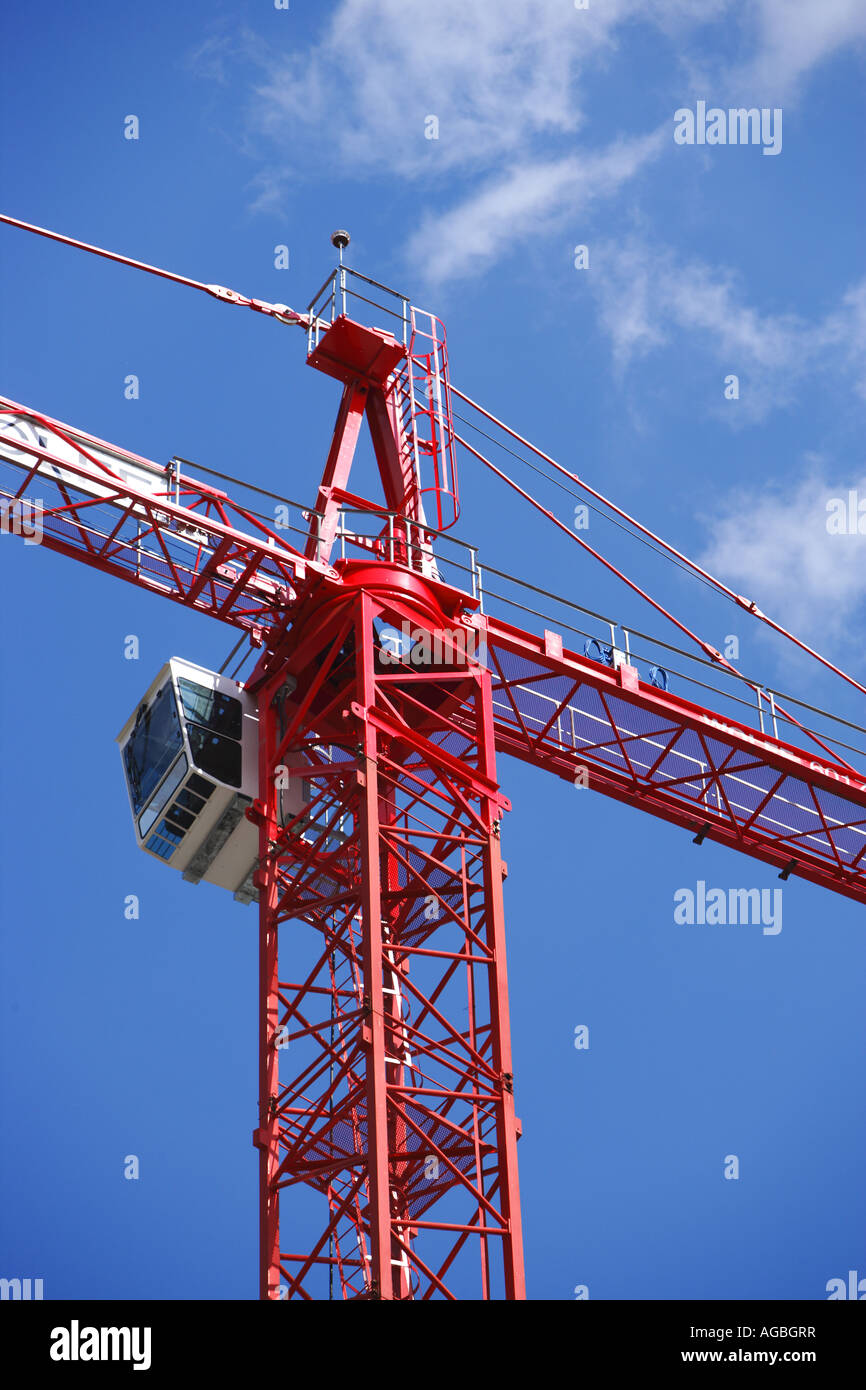 Red crane in blue sky Stock Photo - Alamy