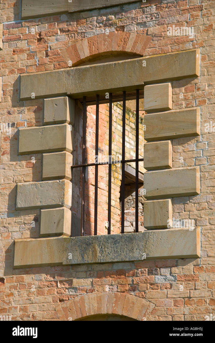 A barred window of the old penitentiary at the penal settlement at Port ...