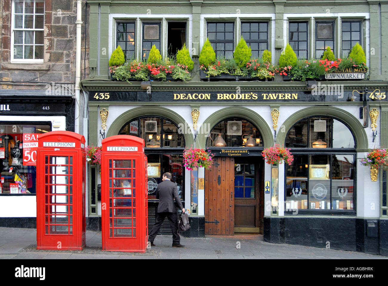 Twin Red Telephone Booths on Royal Mile Scotland Great Britain Stock ...