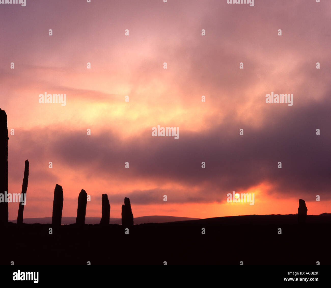 Sunset at The Ring of Brodgar, Orkney, UK Stock Photo - Alamy