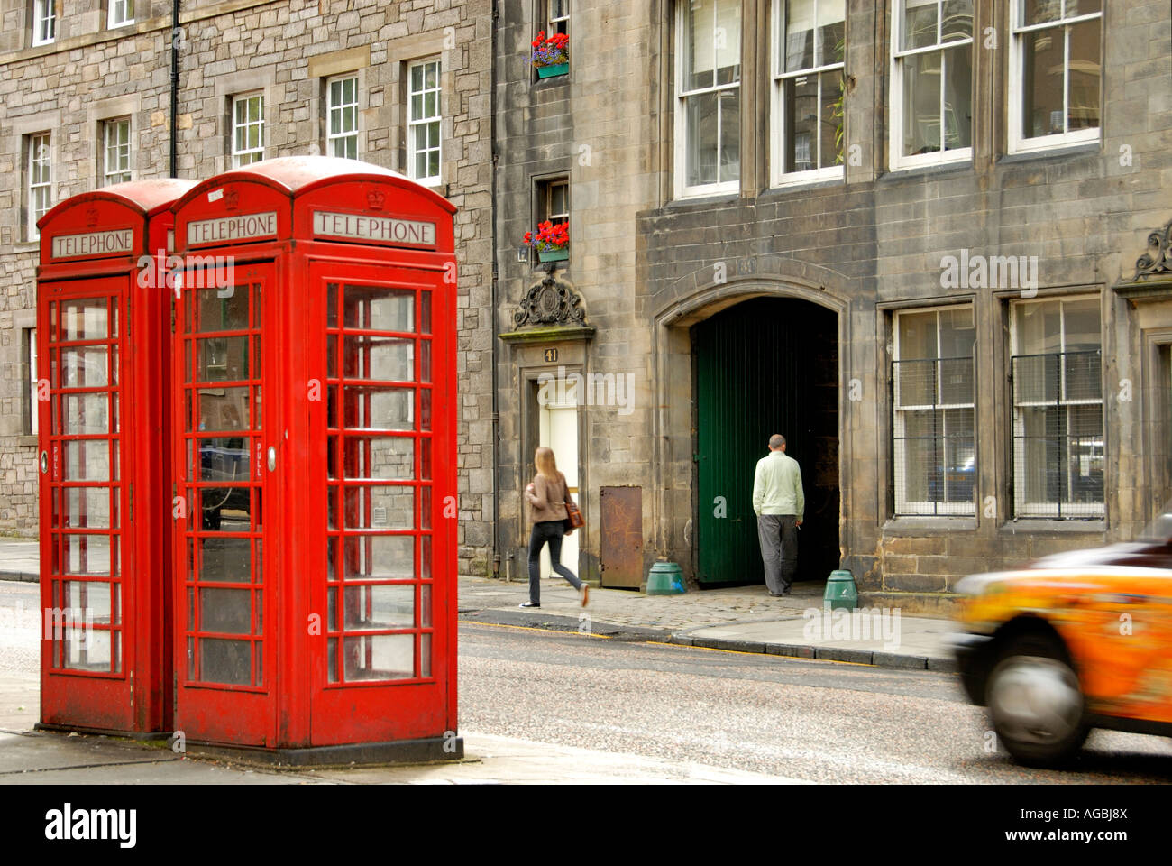 Twin Red Telephone Booths at Grassmarket Edinburgh Scotland Great ...