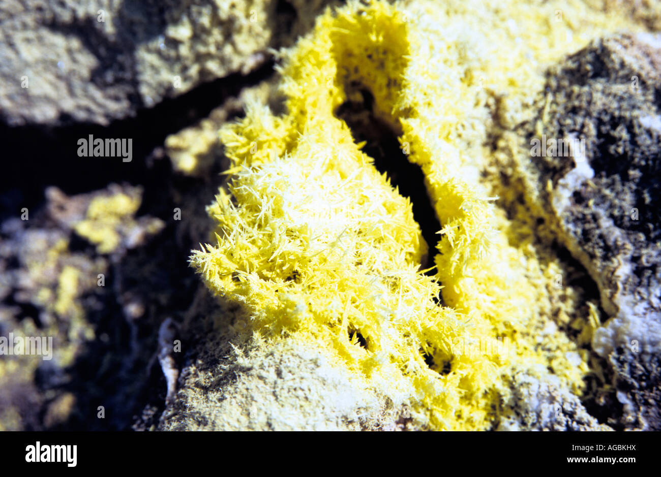 sulpherous fumerole, volcano on Nisyros in the Aegean sea greece Stock ...