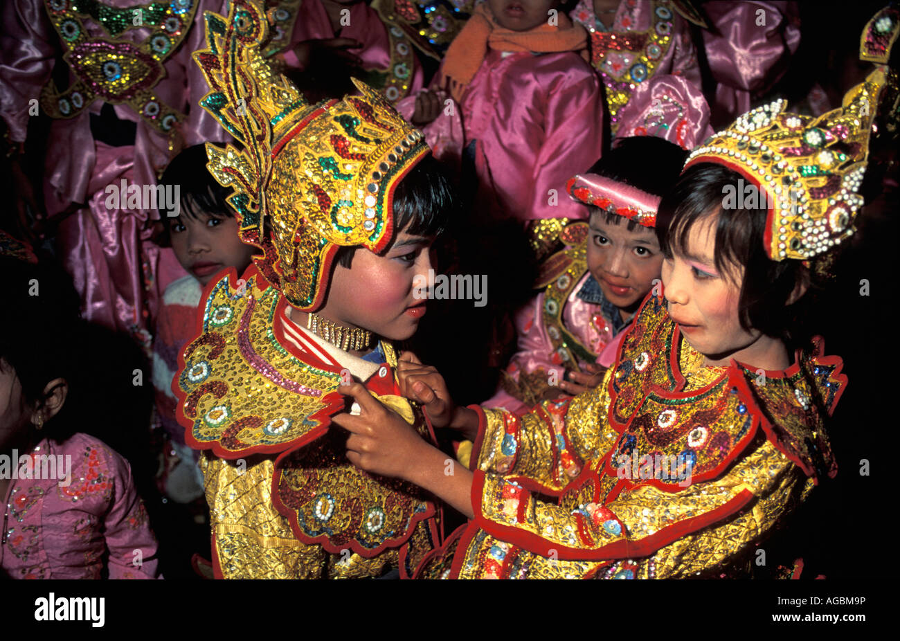 Myanmar, Mandalay, Girls celebrating Shin Pyu festival Stock Photo - Alamy