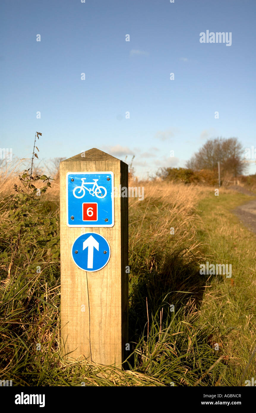 Cycleway sign post Stock Photo - Alamy