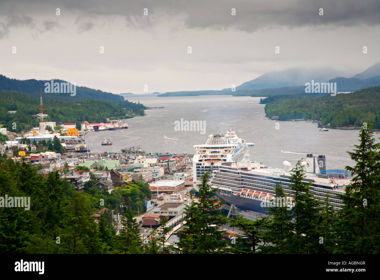 Cruiseships in Ketchikan from the hillside Alaska Stock Photo - Alamy