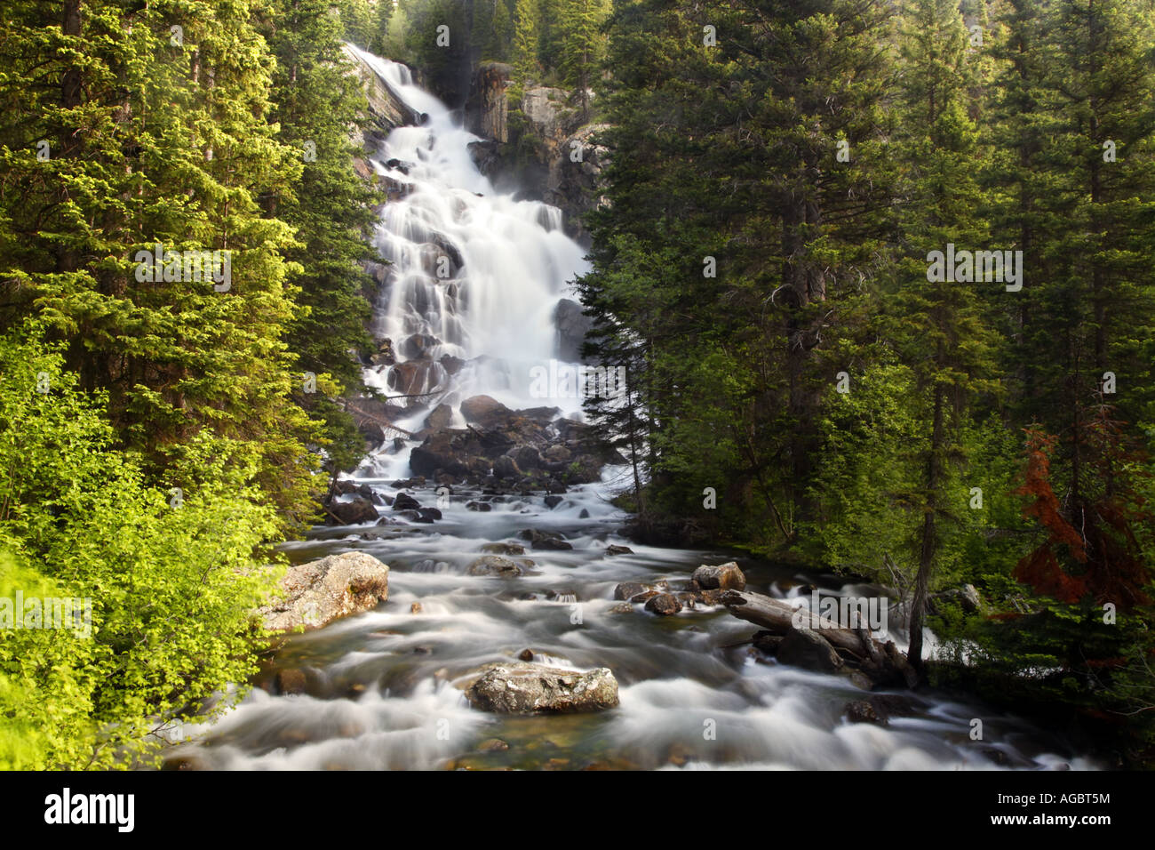 Hidden Falls on Cascade Creek from the Hidden Falls Trail Grand Teton ...