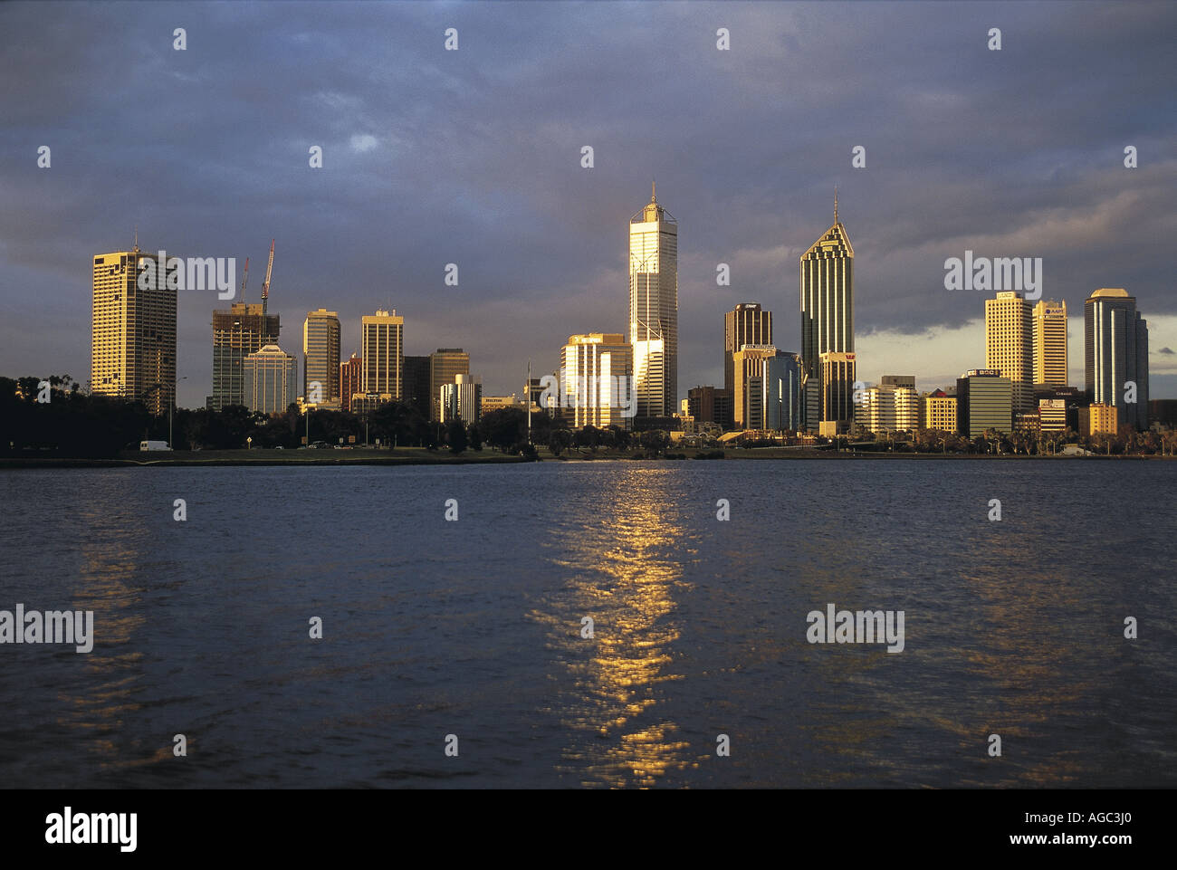 Skyscrapers of Perth City Skyline at sunset Stock Photo - Alamy