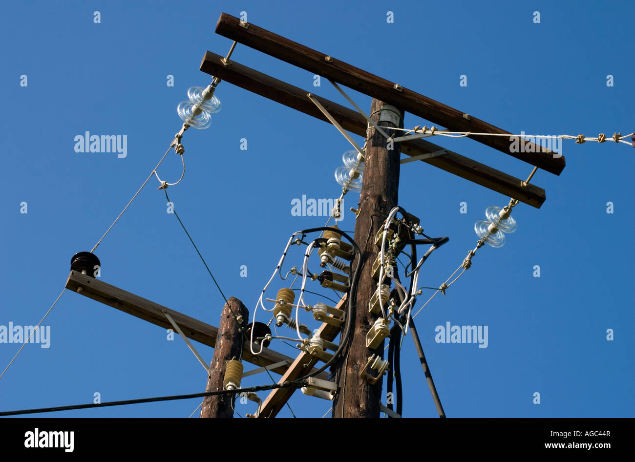Greek Electricity Pylon Stock Photo - Alamy