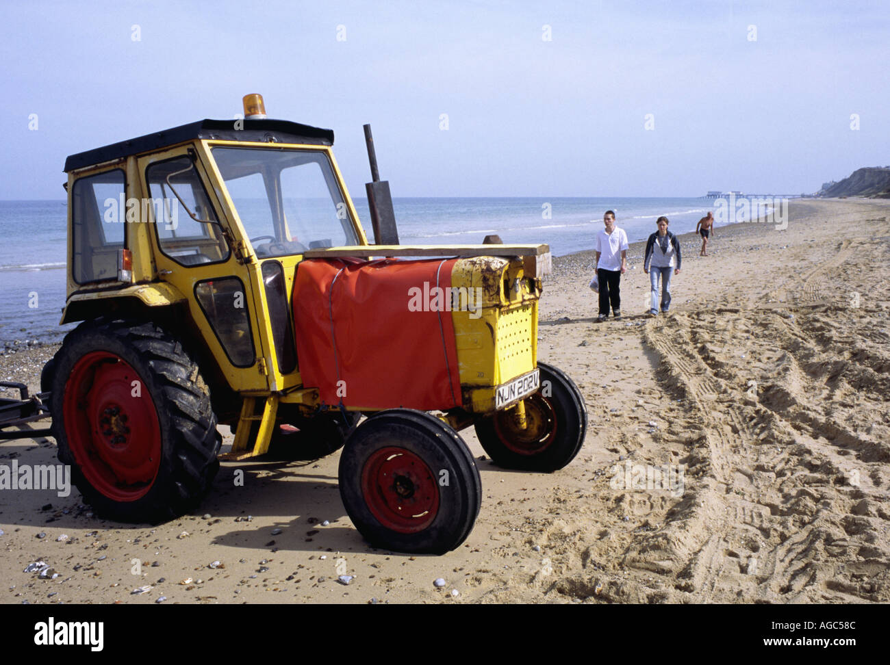 Beach tractor Cromer Stock Photo - Alamy