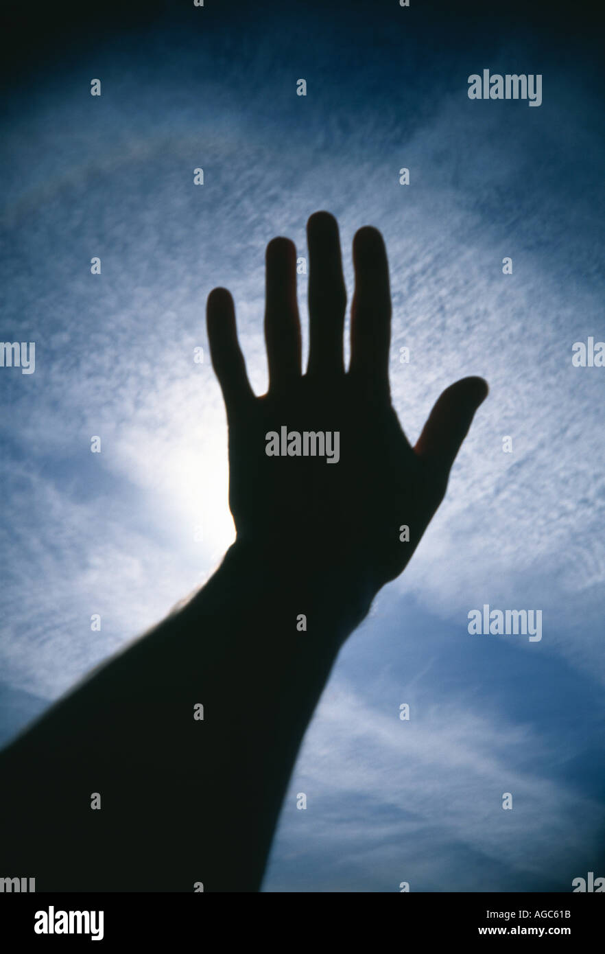 HAND REACHING FOR THE SKY Stock Photo - Alamy