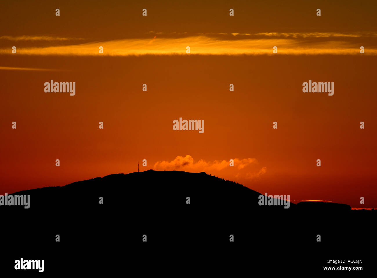 The Wrekin at sunrise from Lyth Hill Shrewsbury Shropshire Stock Photo ...