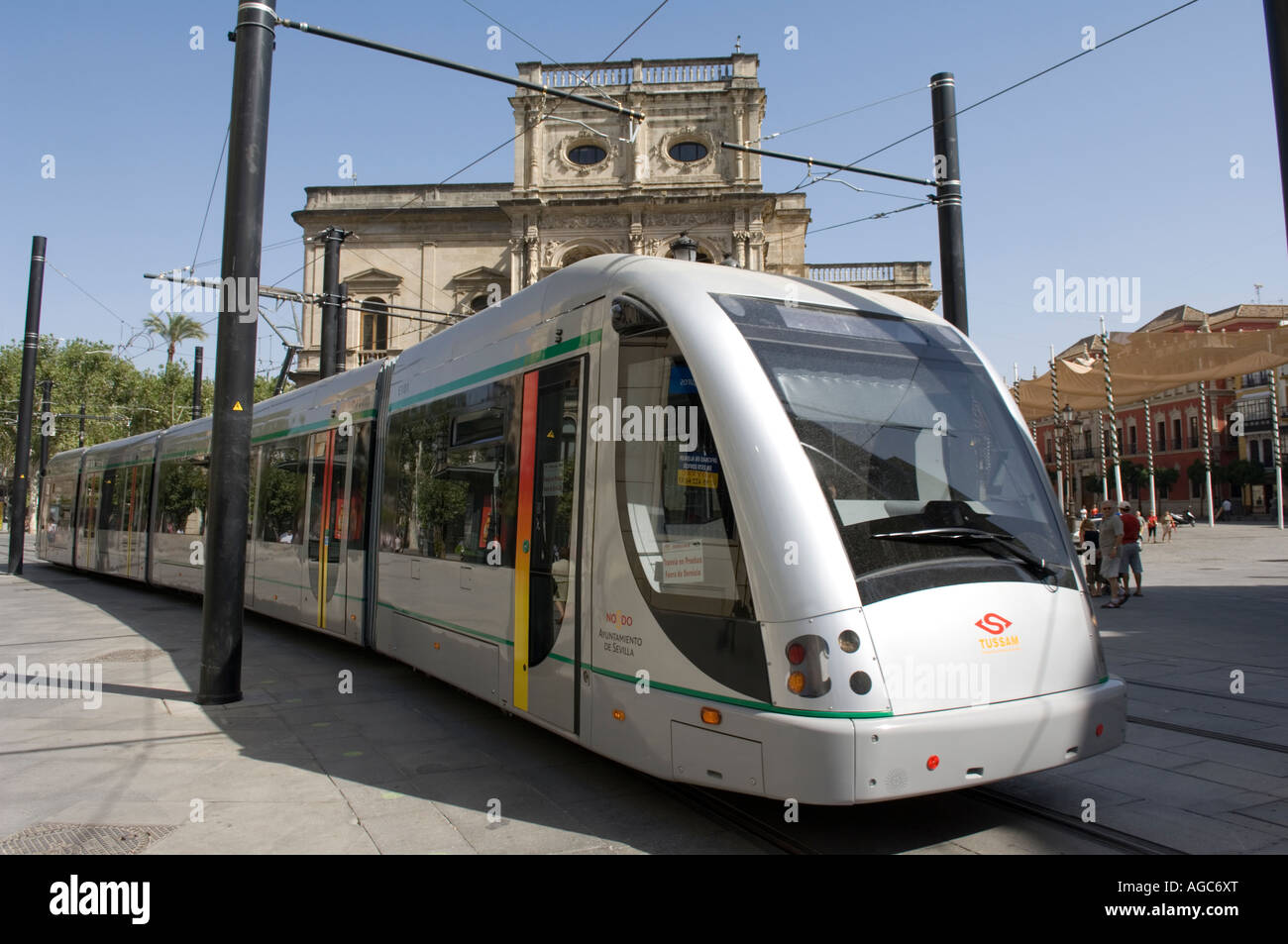 Seville Spain new tramway in the city centre, the first metro line in a ...